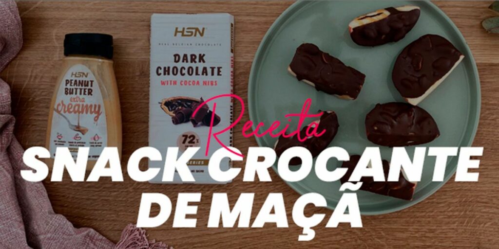 Snack Crocante de Maçã com Peanut Butter e Chocolate